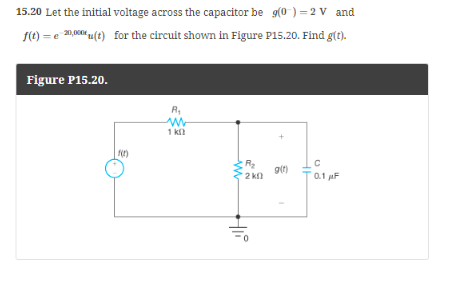 Solved 15.20 Let the initial voltage across the capacitor be | Chegg.com