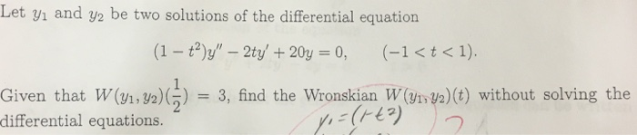 Solved Let Y1 and Y2 be two solutions of the differential | Chegg.com