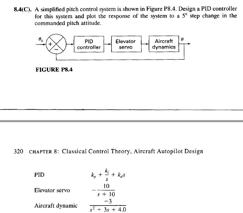 Solved 8.4(C). A simplified pitch control system is shown in | Chegg.com