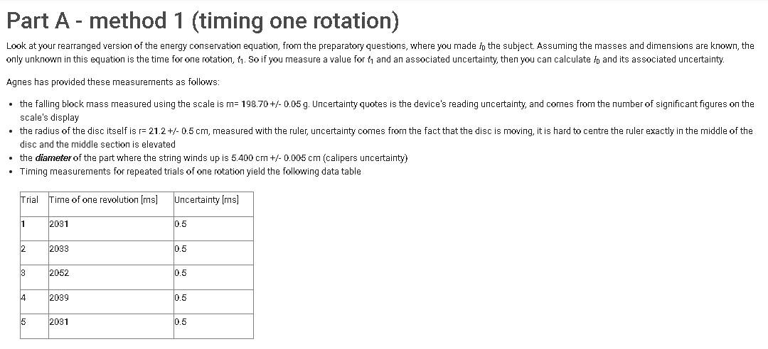 Solved Part A - method 1 (timing one rotation) Look at your | Chegg.com