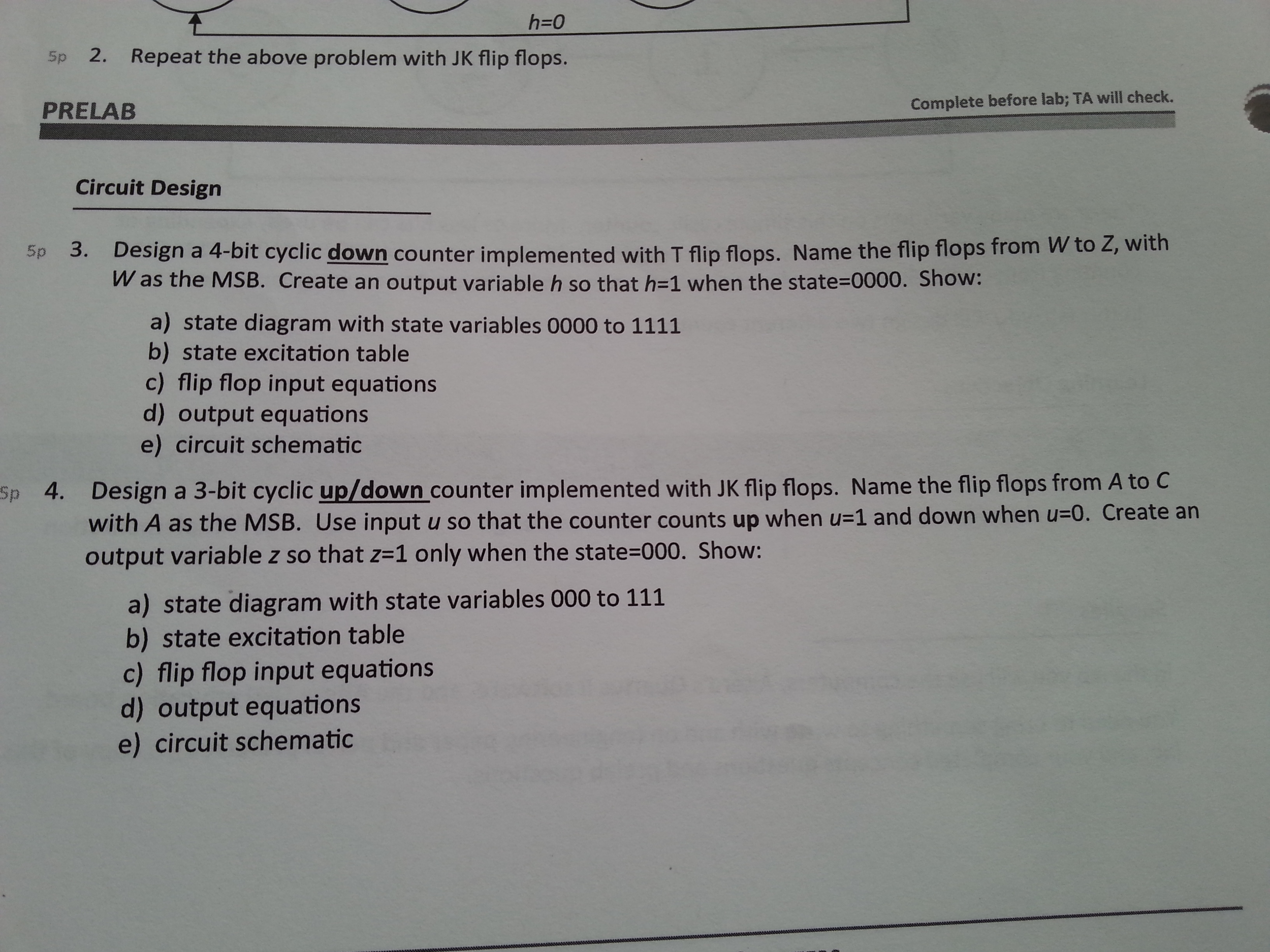 Solved 2. Repeat the above problem with JK flip flops. | Chegg.com