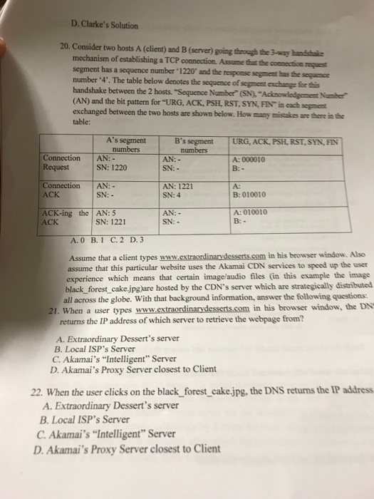 Solved D. Clarke's Solution 20. Consider two hosts A | Chegg.com