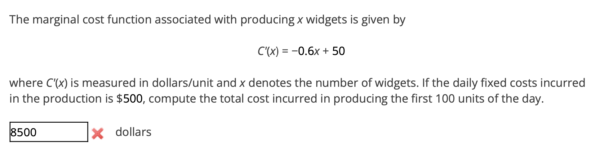 Solved The marginal cost function associated with producing | Chegg.com