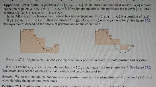 Solved Upper and Lower Sums. A partition P = 0,1.......) of | Chegg.com