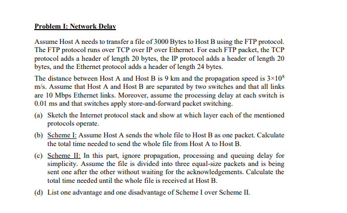 Solved Problem I: Network DelayAssume Host A needs to | Chegg.com