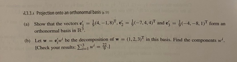 Solved 123 3 4 Projection Onto An Orthonormal Basis P 51