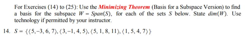 Solved For Exercises (14) to (25): Use the Minimizing | Chegg.com