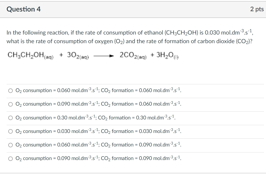 Solved In the following reaction, if the rate of consumption | Chegg.com