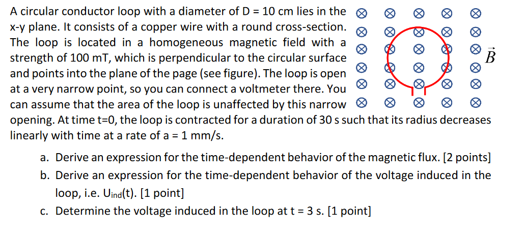 Solved A circular conductor loop with a diameter of D=10 cm | Chegg.com