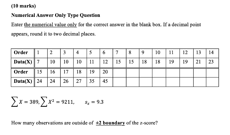 Solved Numerical Answer Only Type Question Enter the | Chegg.com