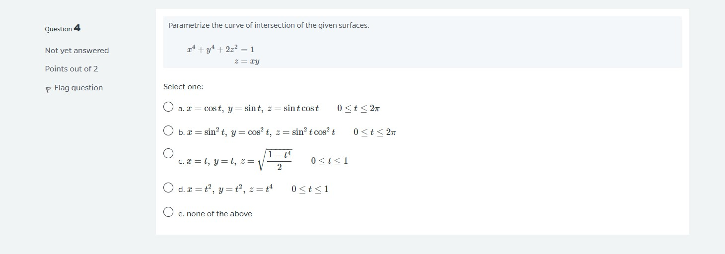 Solved Parametrize the curve of intersection of the given | Chegg.com