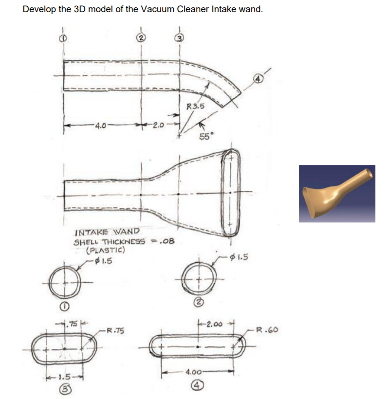 Solved Develop the 3D model of the Vacuum Cleaner Intake | Chegg.com