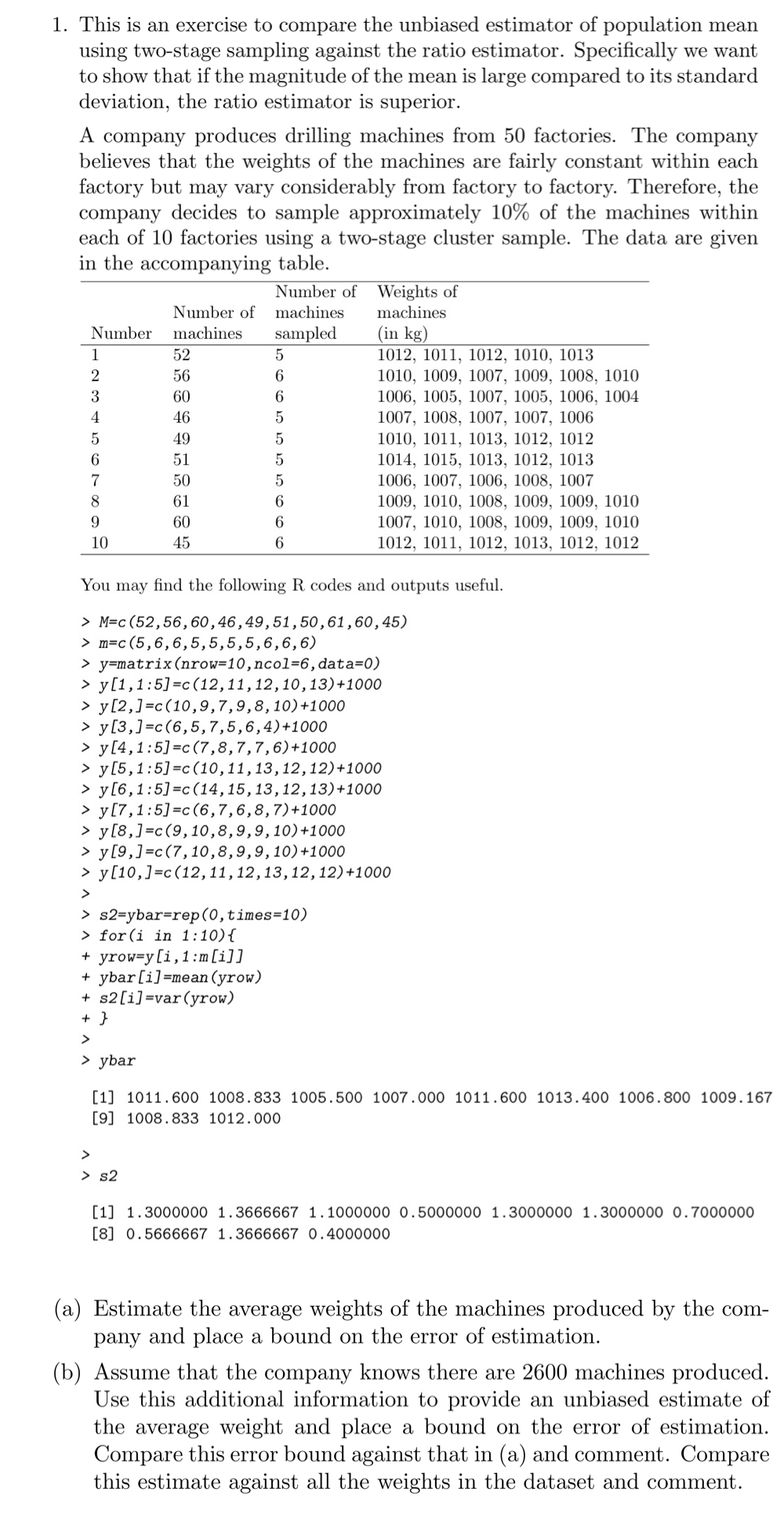 Solved This Is An ﻿exercise To ﻿compare The Unbiased