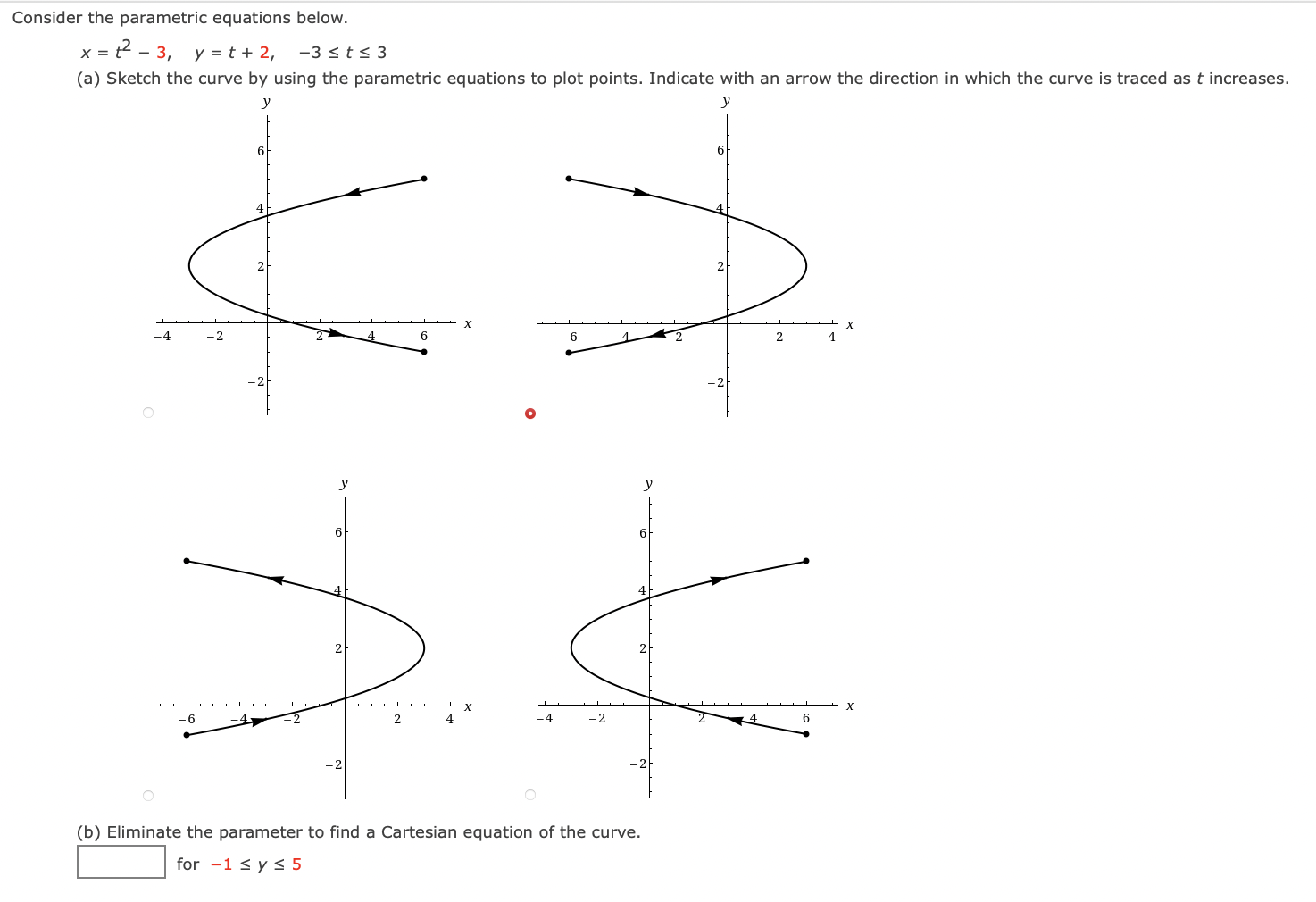 Solved Consider the parametric equations below. | Chegg.com