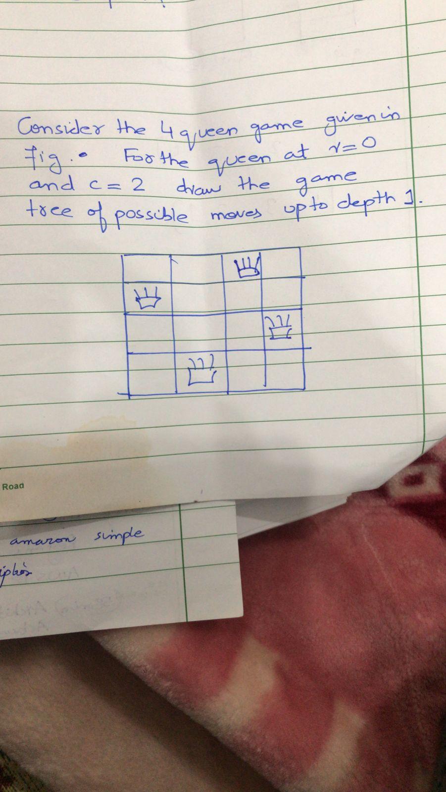 Solved Consider the 4 queen game given in / fig.. For the | Chegg.com