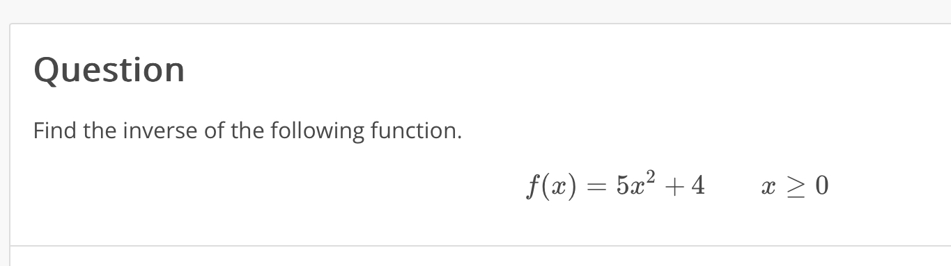 Solved QuestionFind the inverse of the following | Chegg.com