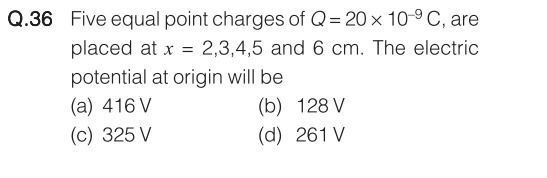 Solved Q. 36 ﻿Five equal point charges of Q=20×10-9C, | Chegg.com