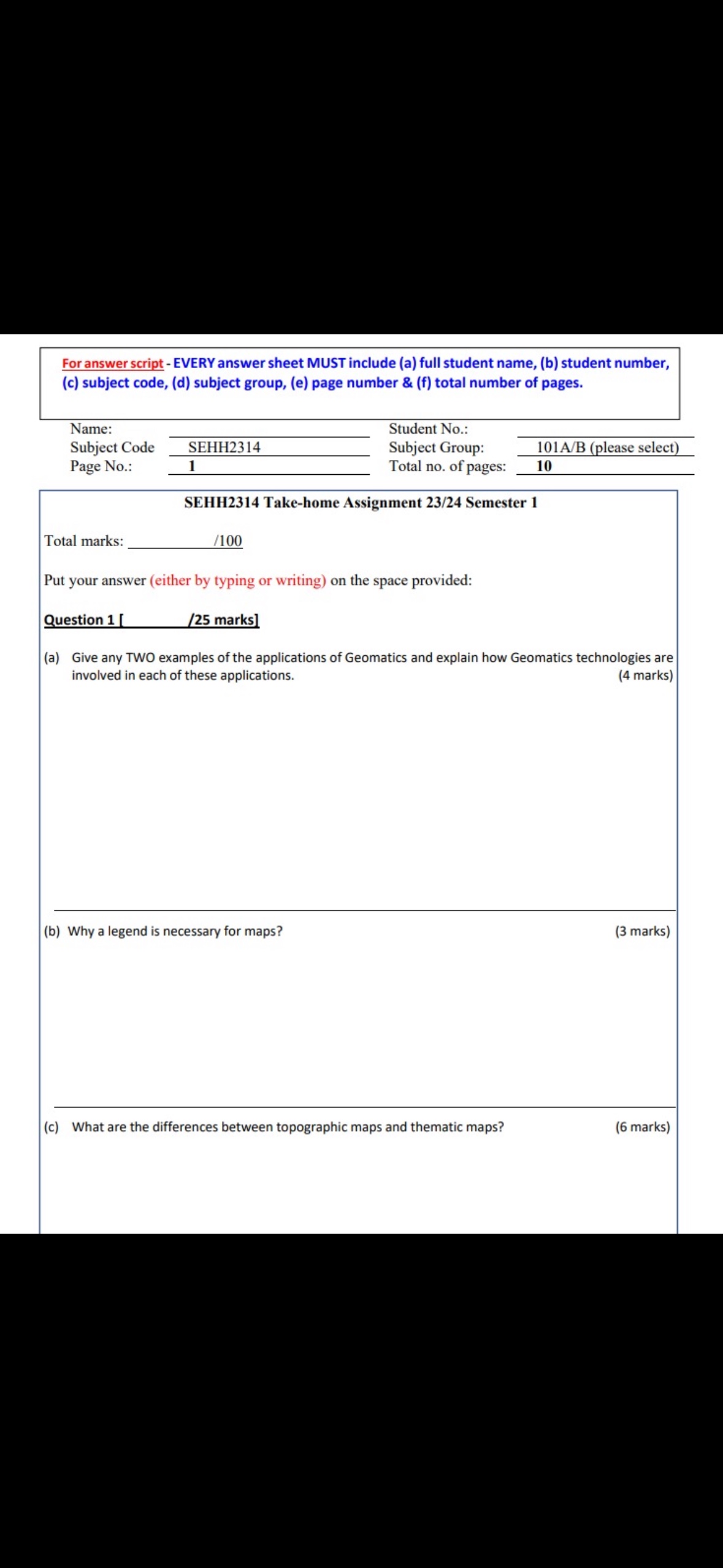 Solved For answer script - EVERY answer sheet MUST include | Chegg.com