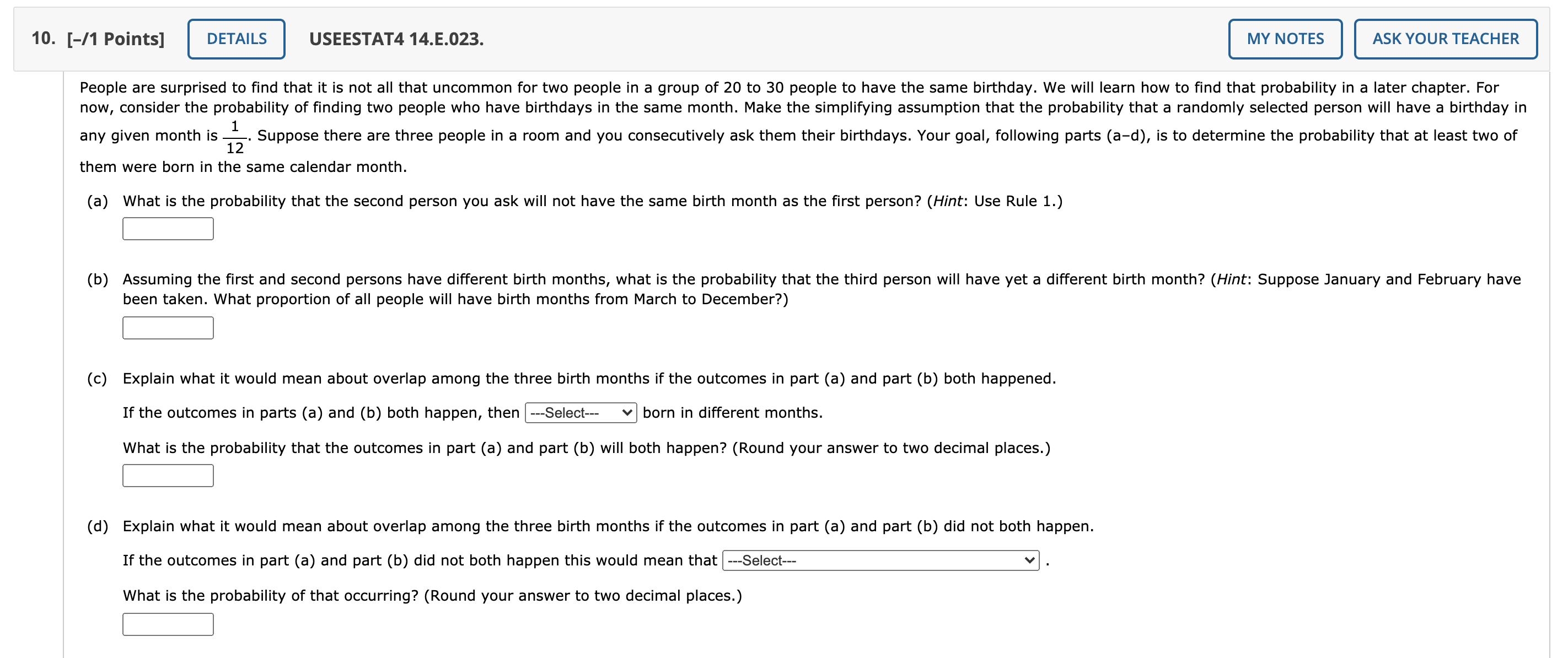 Solved 4. [-/1 Points] DETAILS USEESTAT4 14.E.011. MY NOTES | Chegg.com