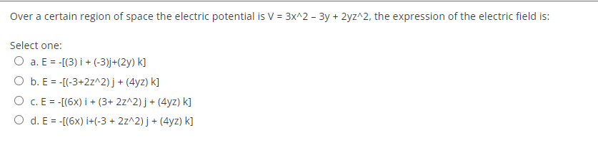 Solved Over a certain region of space the electric potential | Chegg.com