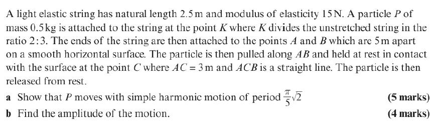 Solved A light elastic string has natural length 2.5 m and | Chegg.com