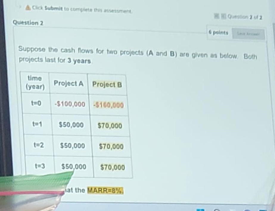 Solved Suppose the cash flows for two projects (A and B) are | Chegg.com