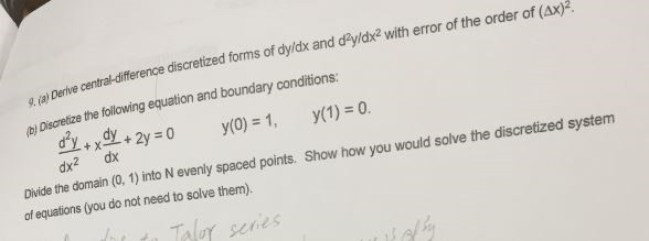 Solved central-difference discretized forms of dy/dx and | Chegg.com
