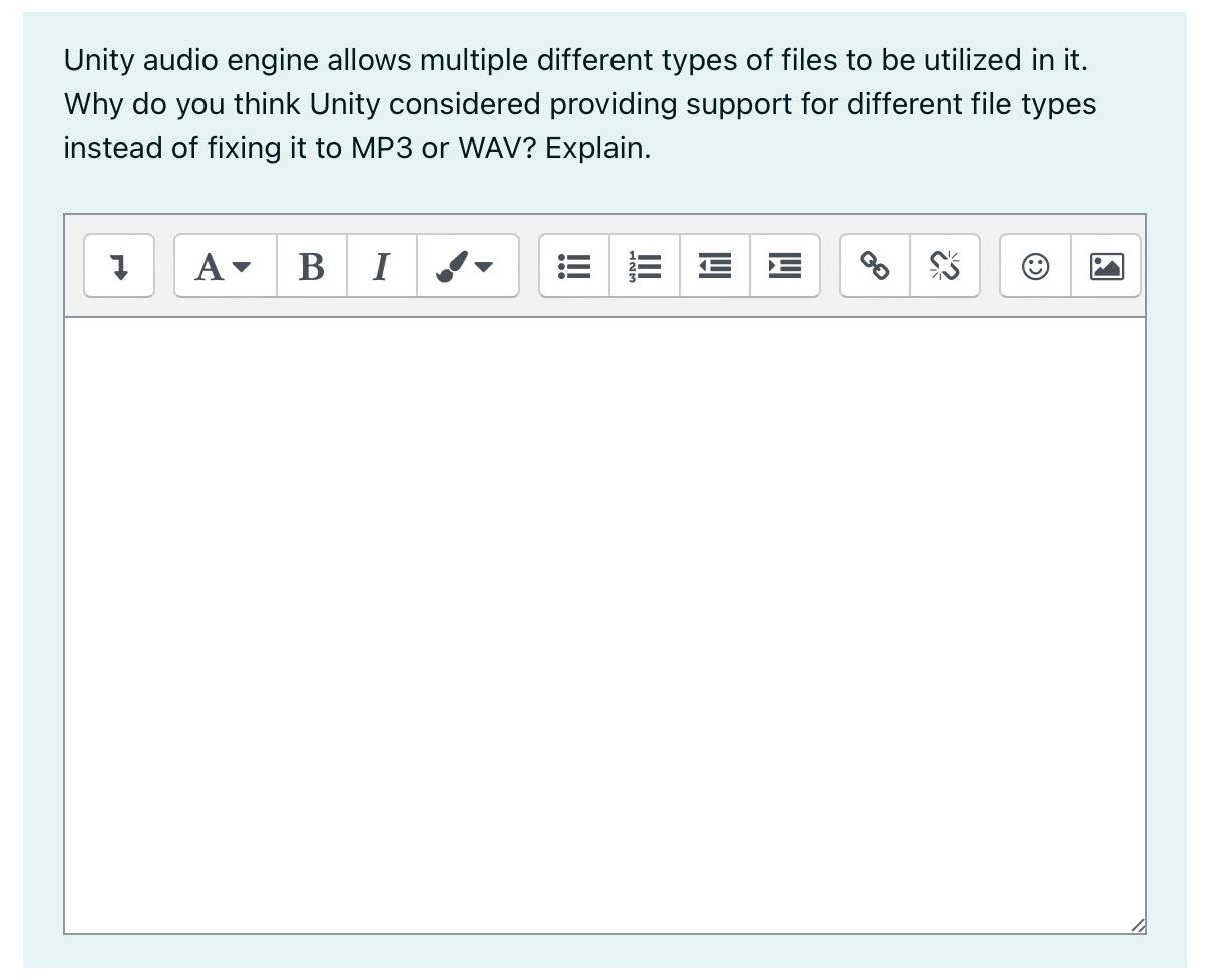 Solved Unity audio engine allows multiple different types of | Chegg.com