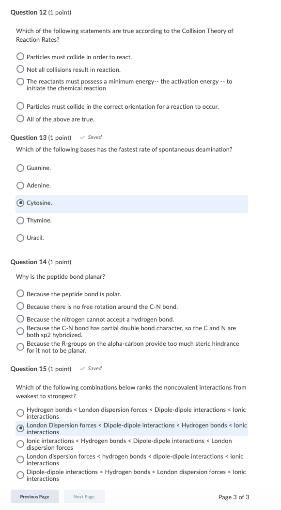 Solved Question 12 (1 point) Which of the following | Chegg.com