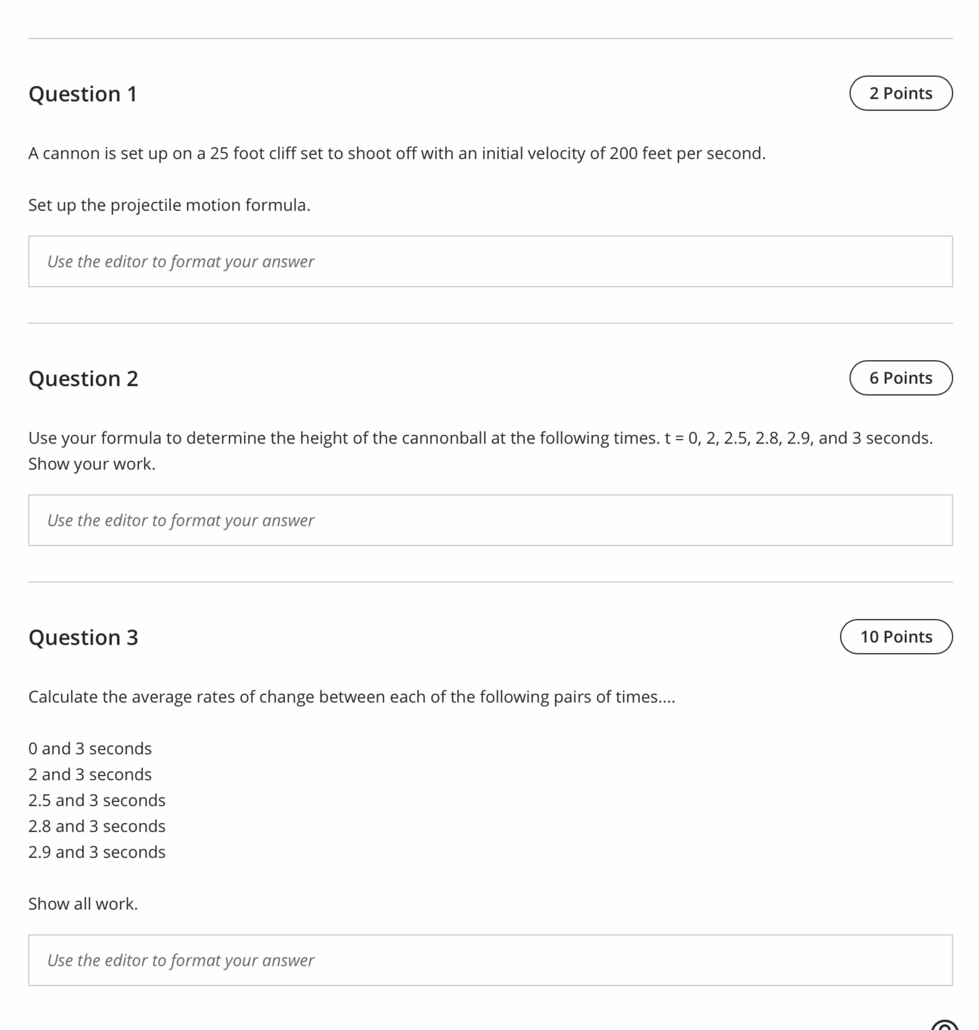 Solved Question 1A cannon is set up on a 25 ﻿foot cliff set | Chegg.com