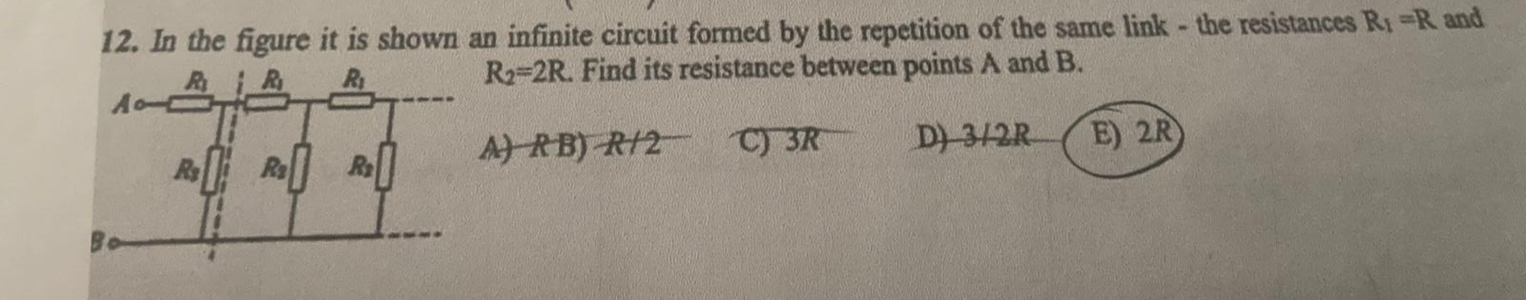 Solved In the figure it is shown an infinite circuit formed | Chegg.com
