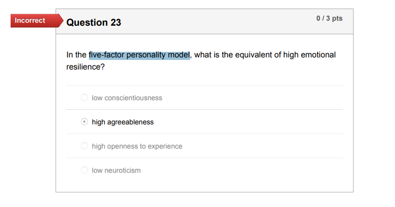 Solved Question 23In the five-factor personality model, what | Chegg.com
