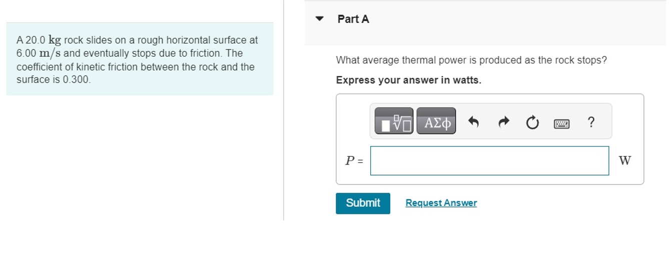 Solved Part AA 20.0kg ﻿rock slides on a rough horizontal | Chegg.com