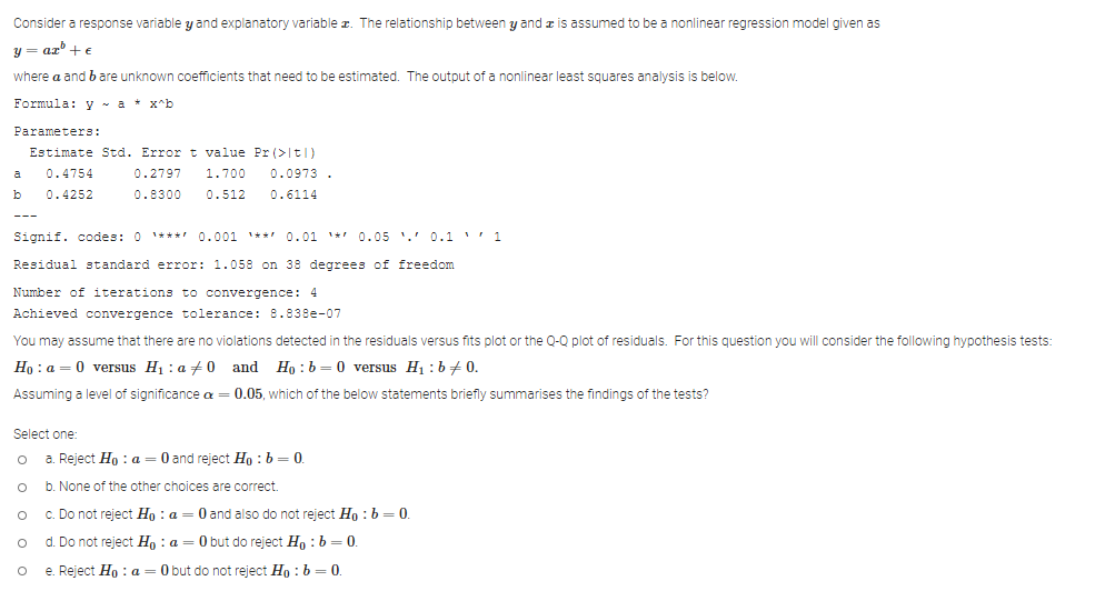 Solved Consider a response variable y and explanatory | Chegg.com