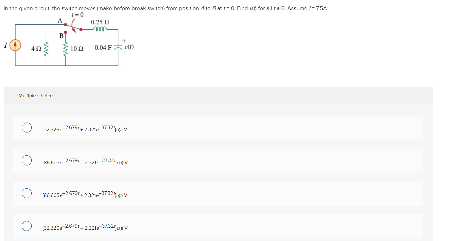 Solved he given circuit, the switch moves (make before break | Chegg.com