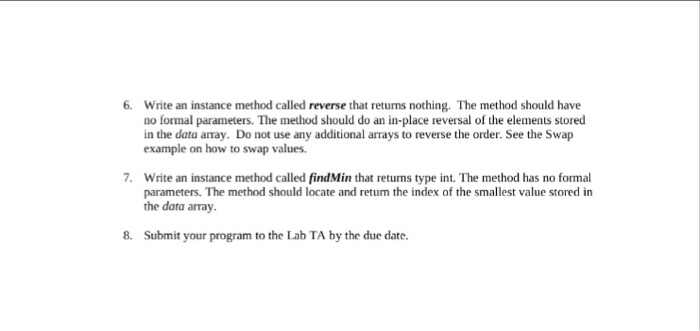 Solved 1. write a class and name it ArrayOps、The class will | Chegg.com