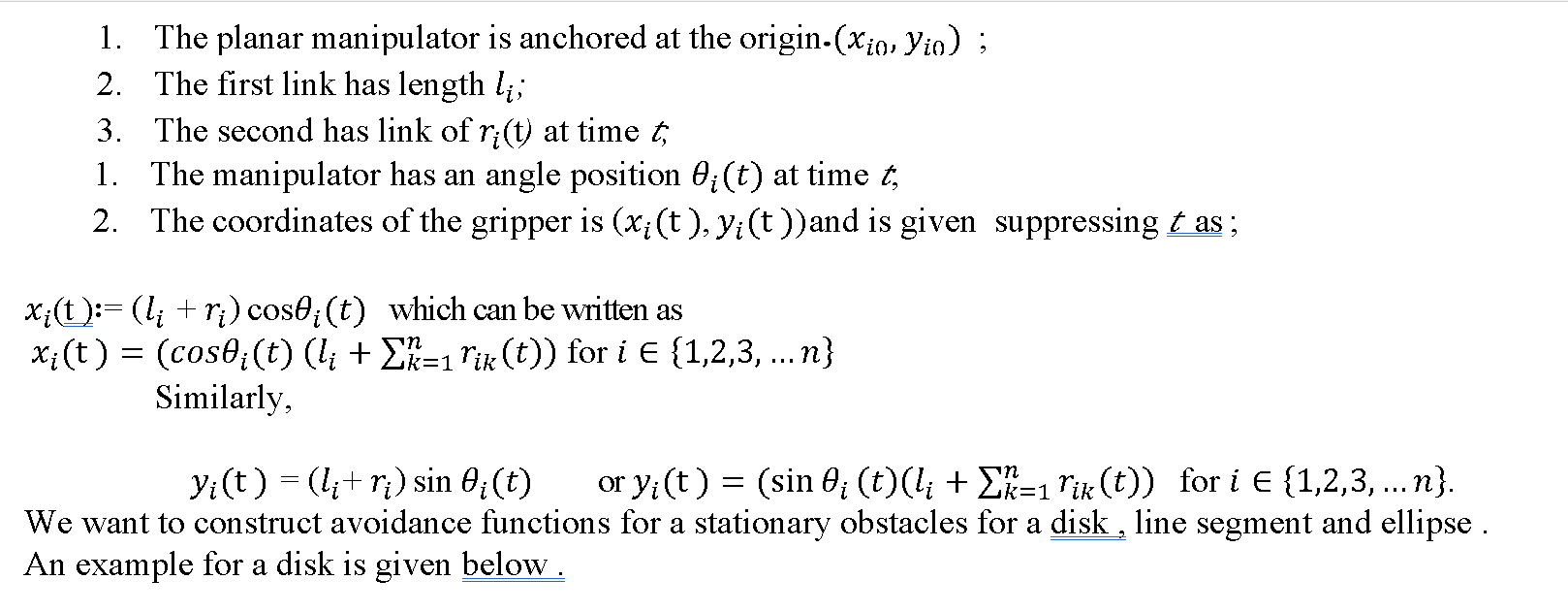 Solved 1. The planar manipulator is anchored at the origin. | Chegg.com