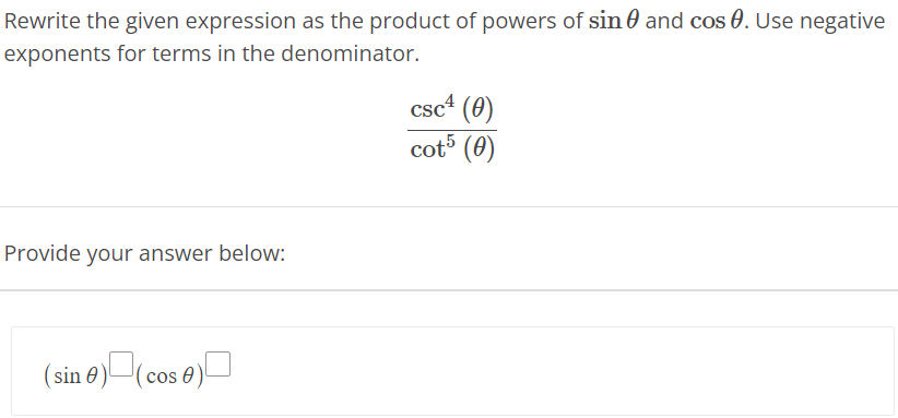 Solved Rewrite the given expression as the product of powers | Chegg.com