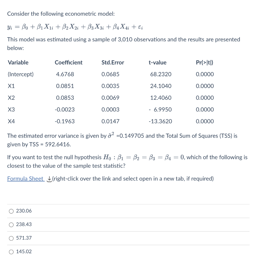 Solved Consider the following econometric model: Yi = Bo + | Chegg.com