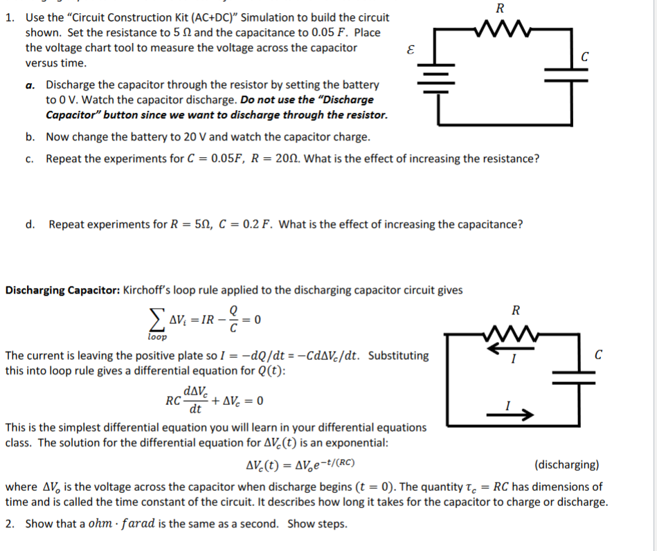 Solved 1. Use the "Circuit Construction Kit (AC+DC)" | Chegg.com