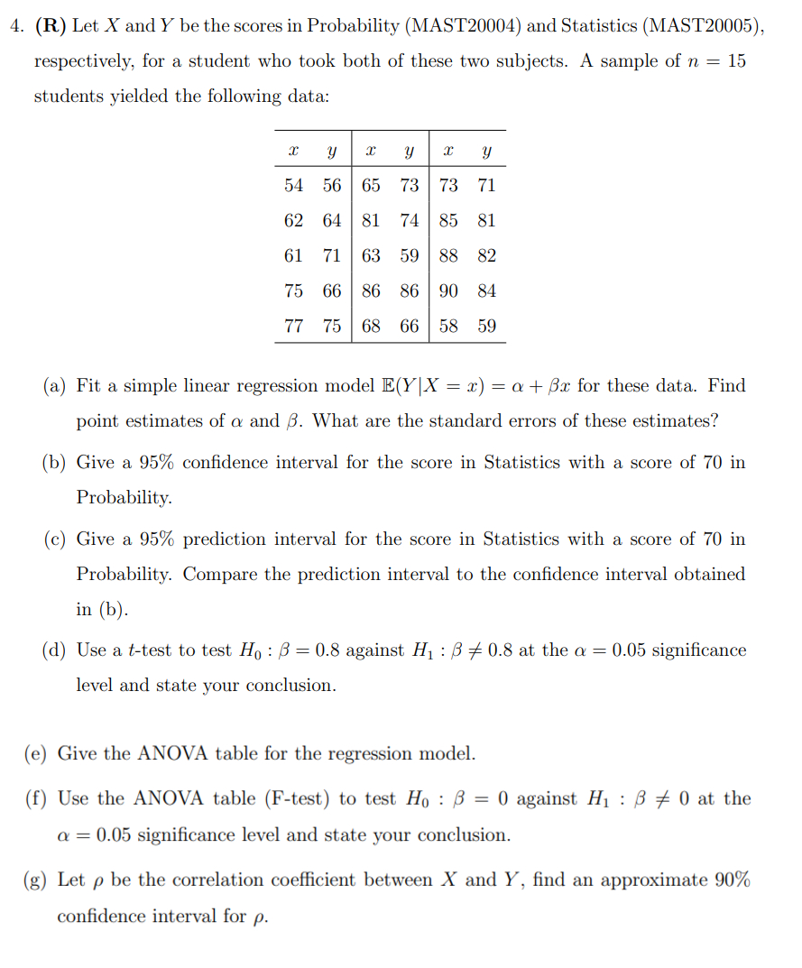(R) Let x and Y be the scores in Probability | Chegg.com