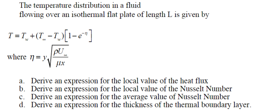 Solved The temperature distribution in a fluid flowing over | Chegg.com