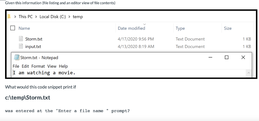 Solved Given this information (file listing and an editor | Chegg.com