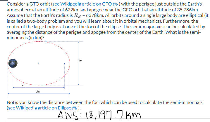 Solved Consider a GTO orbit (see Wikipedia article on GTO | Chegg.com