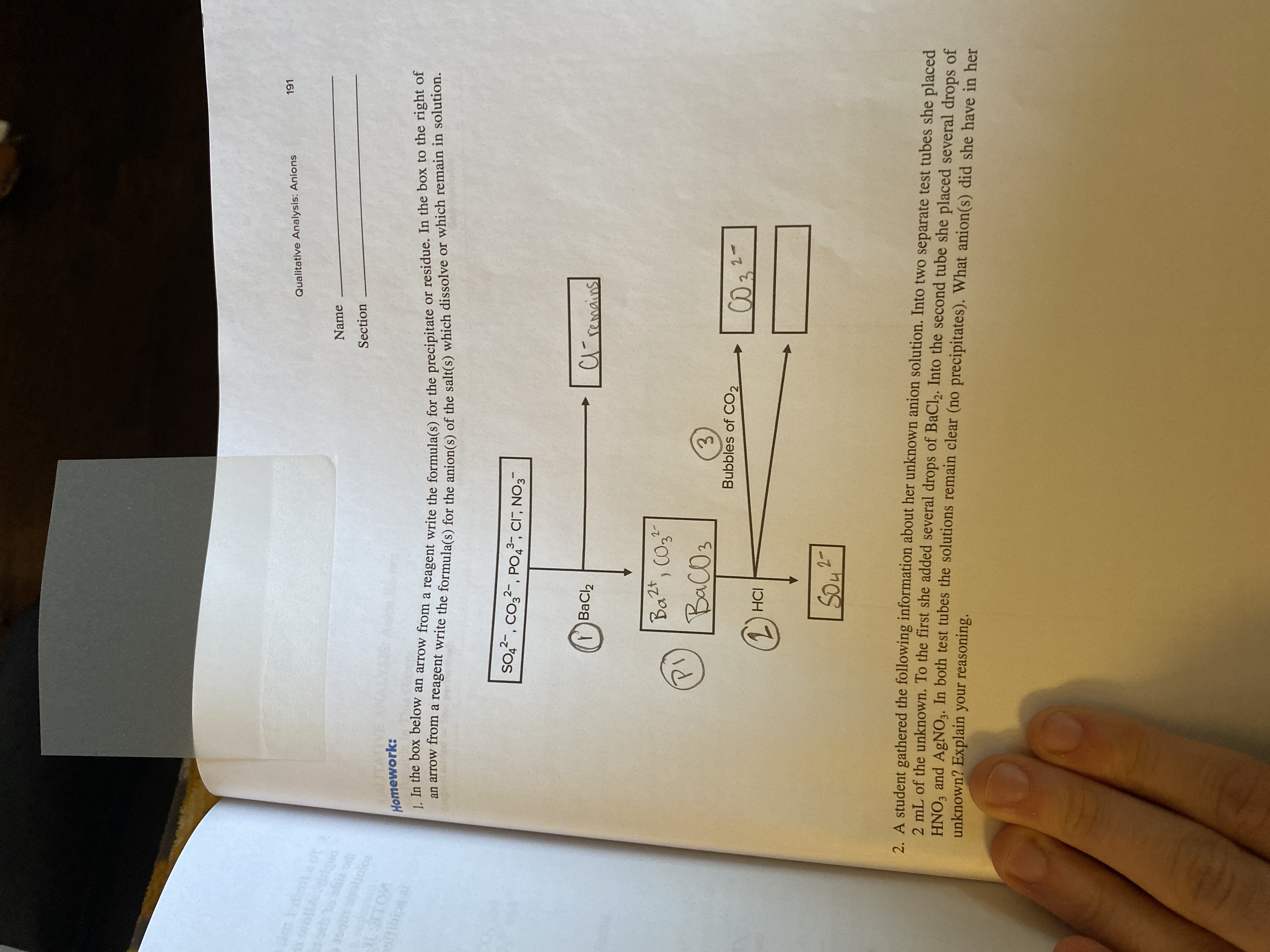 Solved Qualitative Analysis: AnionsHomework:1. ﻿In the box | Chegg.com