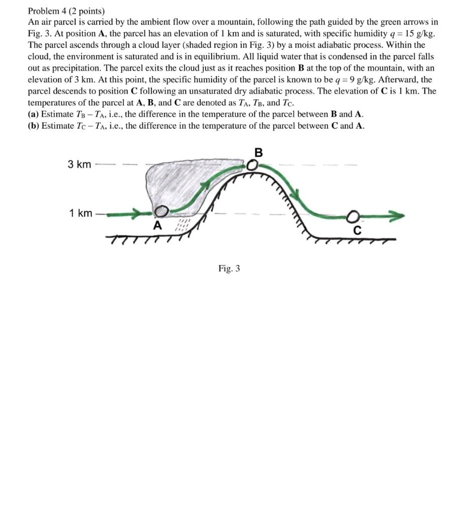Solved Problem 4 ( 2 points) An air parcel is carried by the | Chegg.com