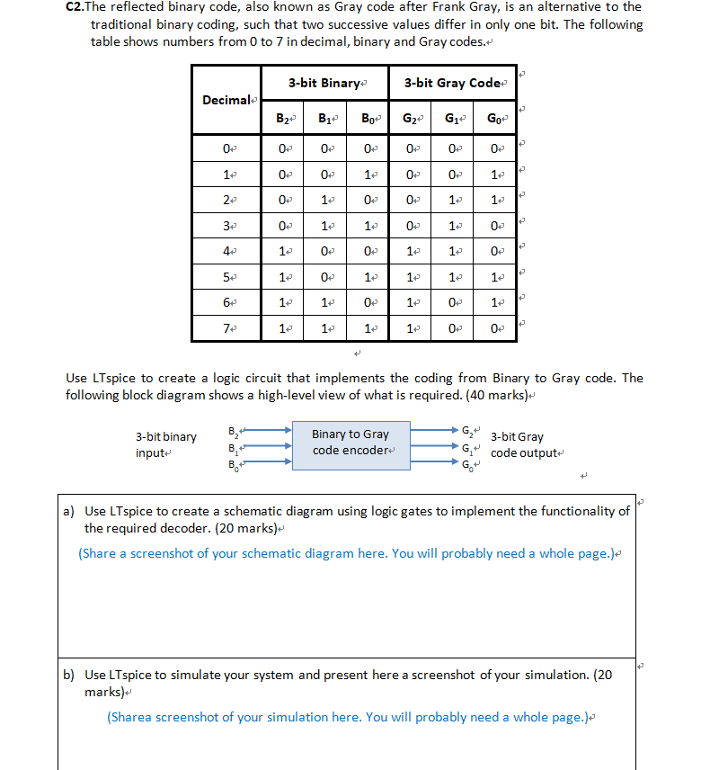 Solved C2. The reflected binary code, also known as Gray | Chegg.com