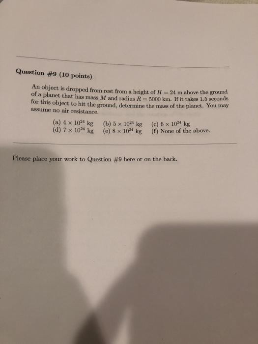 Solved An Object Is Dropped From Rest From A Height Of H