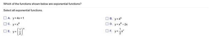 Solved Which of the functions shown below are exponential | Chegg.com