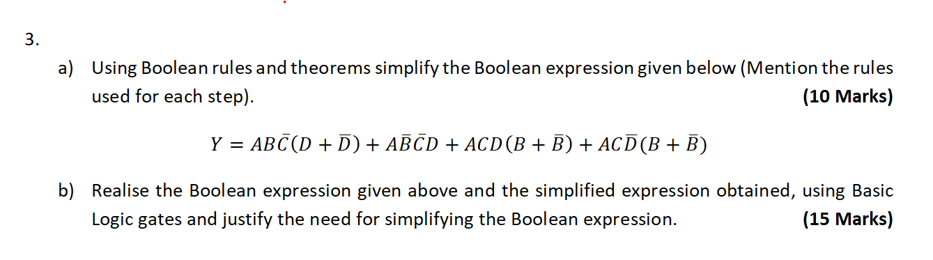Solved 3. a) Using Boolean rules and theorems simplify the | Chegg.com